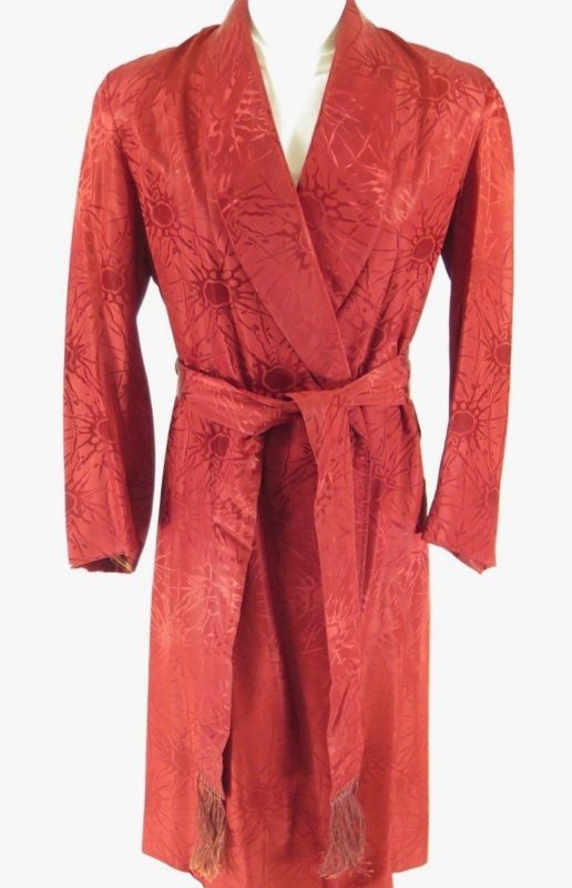 Vintage 60s Emerald Green Rayon Brocade Robe sz S-L Lounge Wear ...