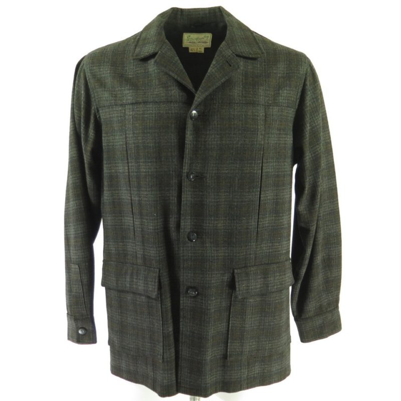 Vintage 40s Town & Country Jacket Coat Wool 42 Long USA Made Plaid Thin ...