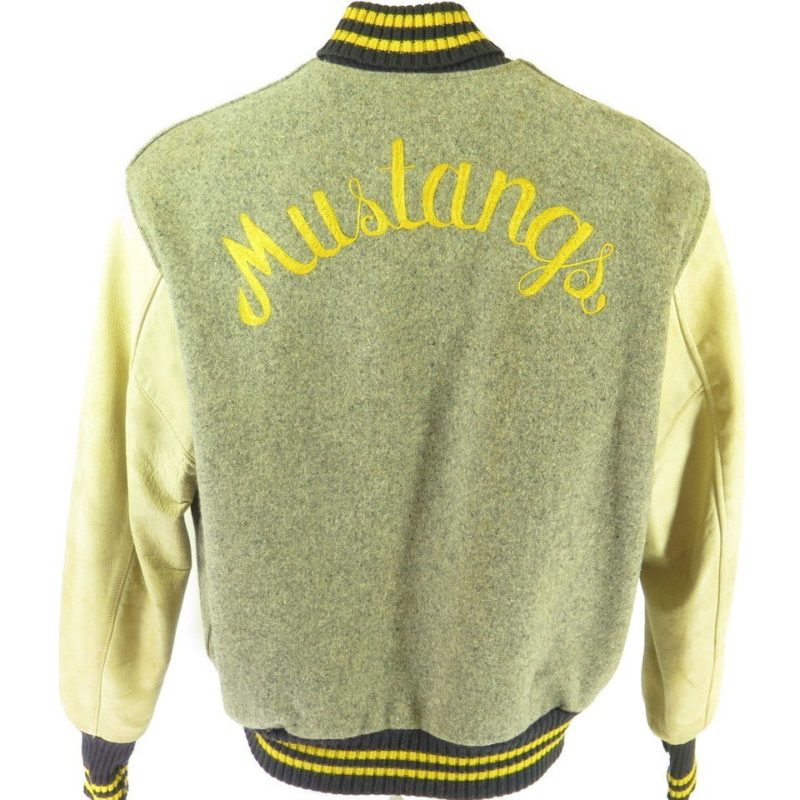 Vintage 60s Mustangs Varsity Jacket XXL 2XL Wool Leather Embroidered ...